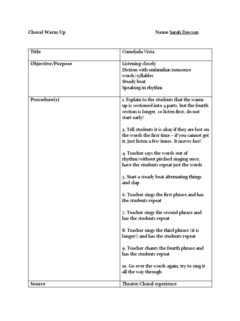 Dawson Choral Warm Up | PDF | Language Arts & Discipline