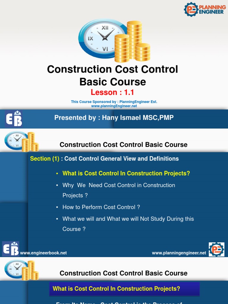 Lesson 1.1 - Construction Cost Control Basic Course | PDF | Cost ...