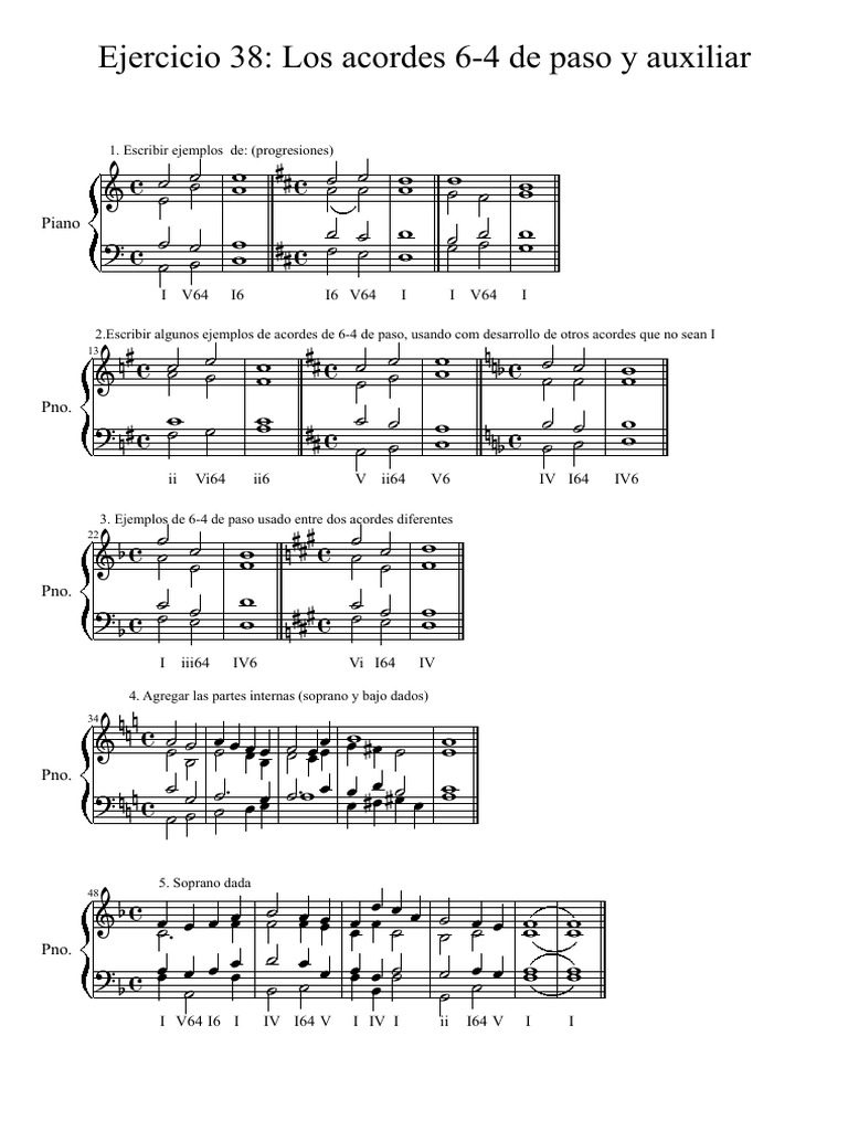 Ejercicio 38 Los Acordes 6-4 de Paso y Auxiliar | PDF | Ajedrez | Juegos de mesa tradicionales