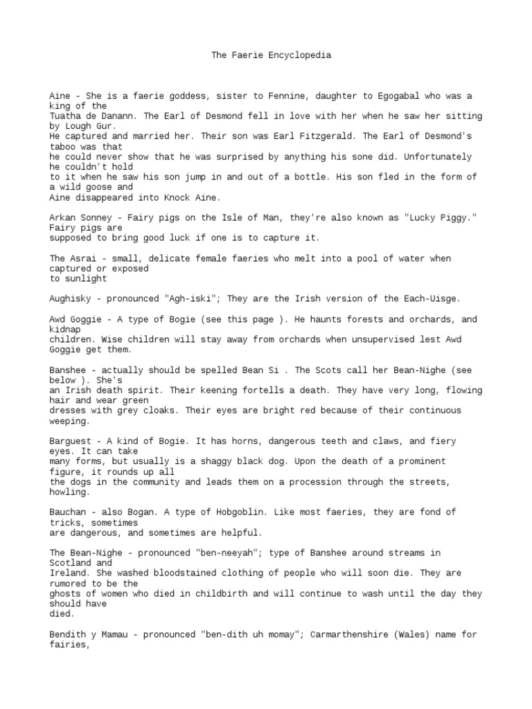 The - Faerie - Encyclopedia | PDF | Classifications Of Fairies | Fairies