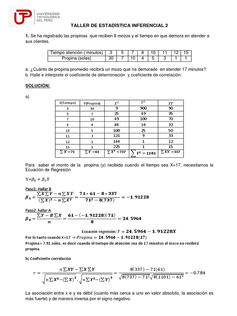 Solucioinario Del Taller n2 de Estadistica Inferencial PDF | PDF | Análisis de variación ...