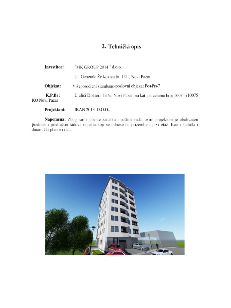 Tehnički Opis - Primer | PDF