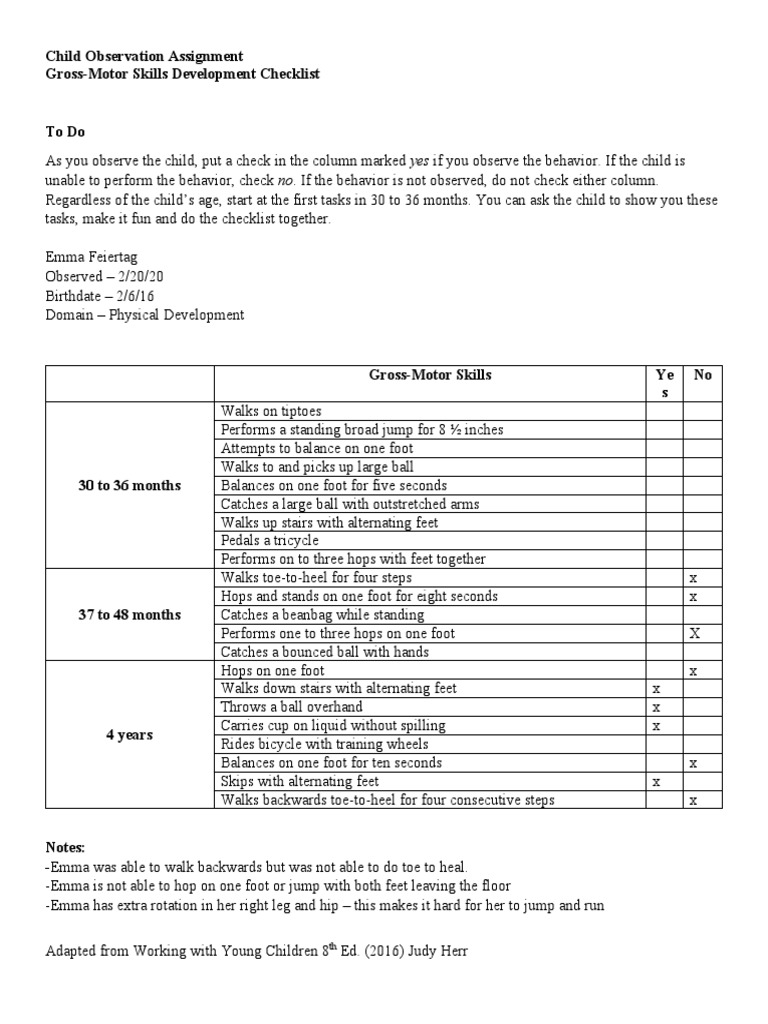 Observation 1 Physical | PDF | Sports | Leisure