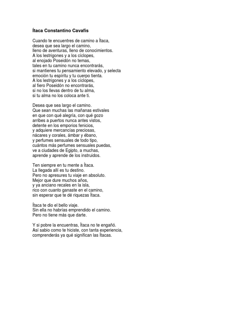 Ítaca Constantino Cavafis PDF | PDF