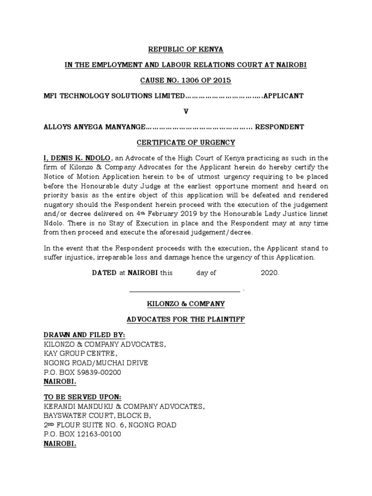 Certificate of Urgency 3205 | PDF