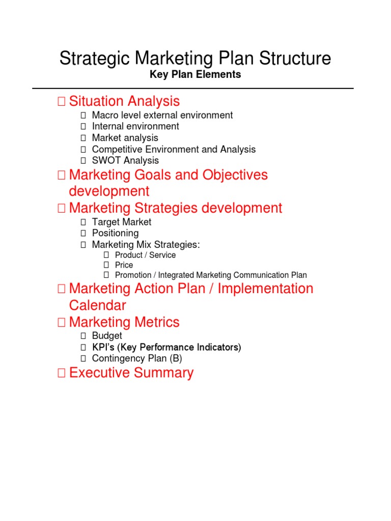 Strategic Marketing Plan Structure | PDF