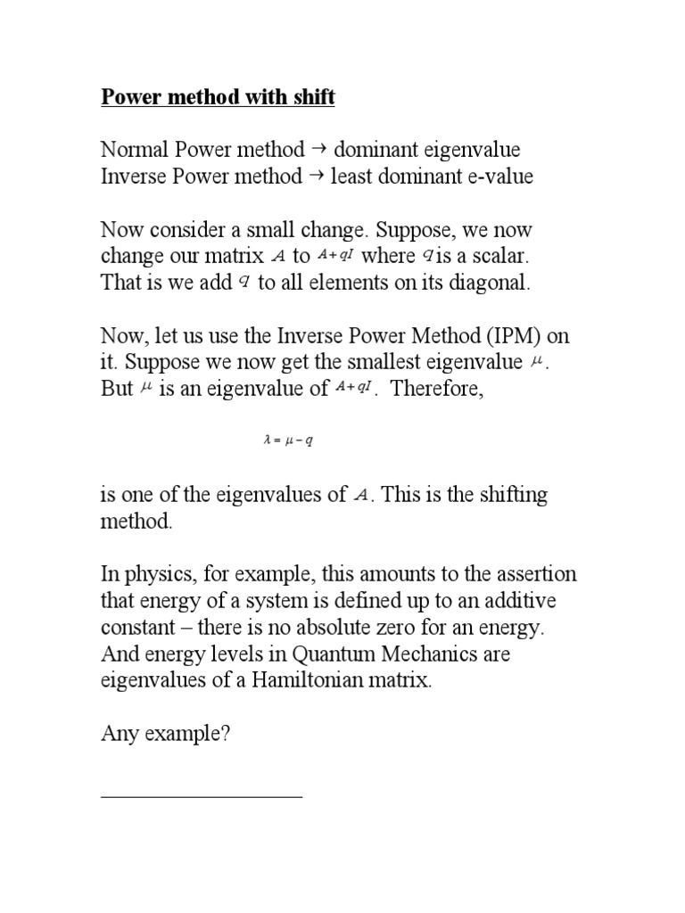 Shifting Method | PDF | Eigenvalues And Eigenvectors | Matrix (Mathematics)