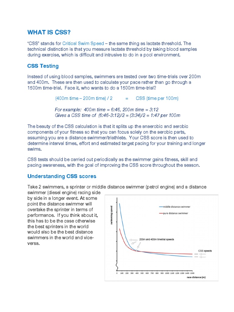 CSS Training Explained | PDF | Triathlon | Swimming