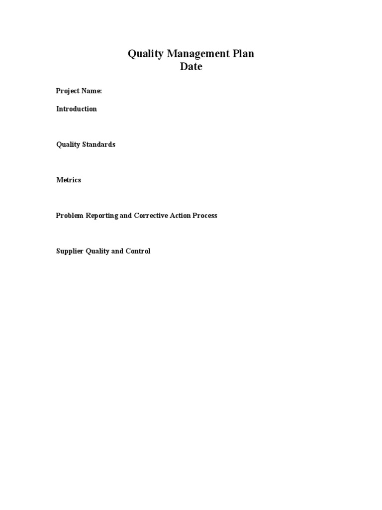 Project Quality Management Plan | PDF | Business | Technology & Engineering