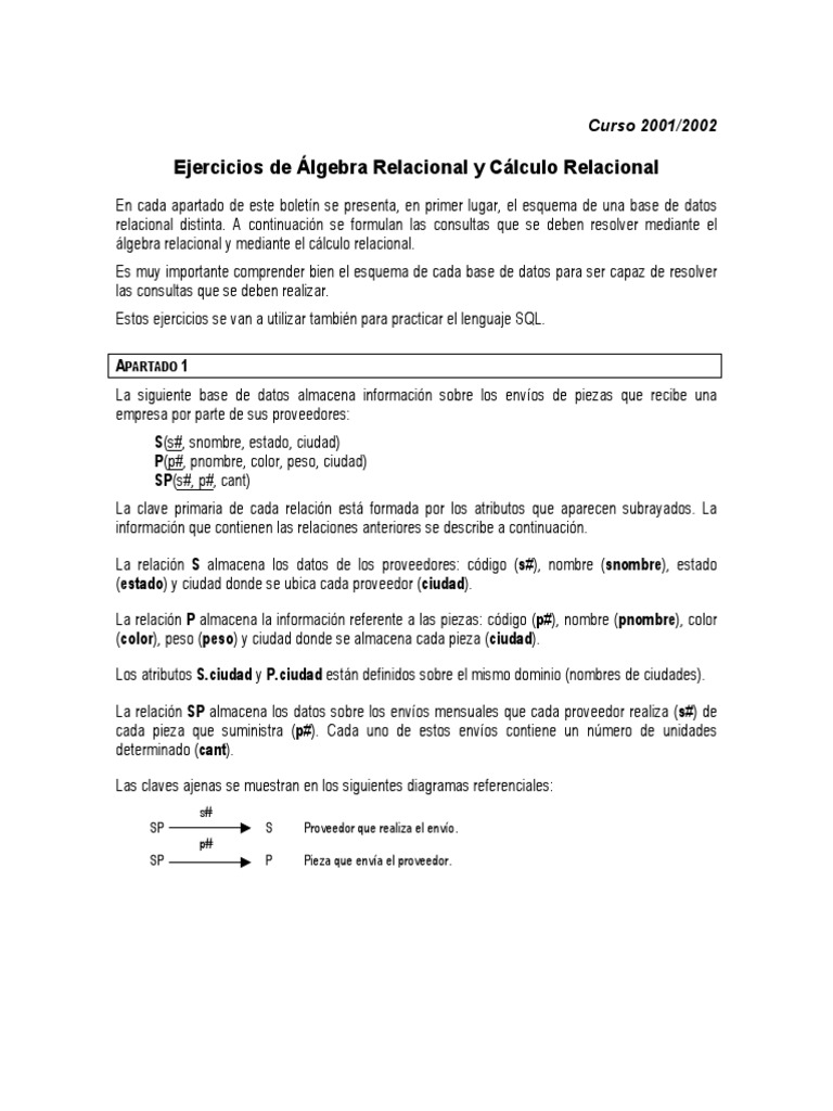 Ejercicios SQL PDF | PDF | Base de datos relacional | Recuperación de información