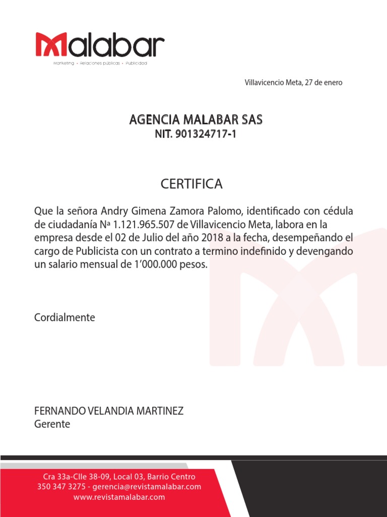 Carta Laboral - Steven Bustos-4 PDF | PDF