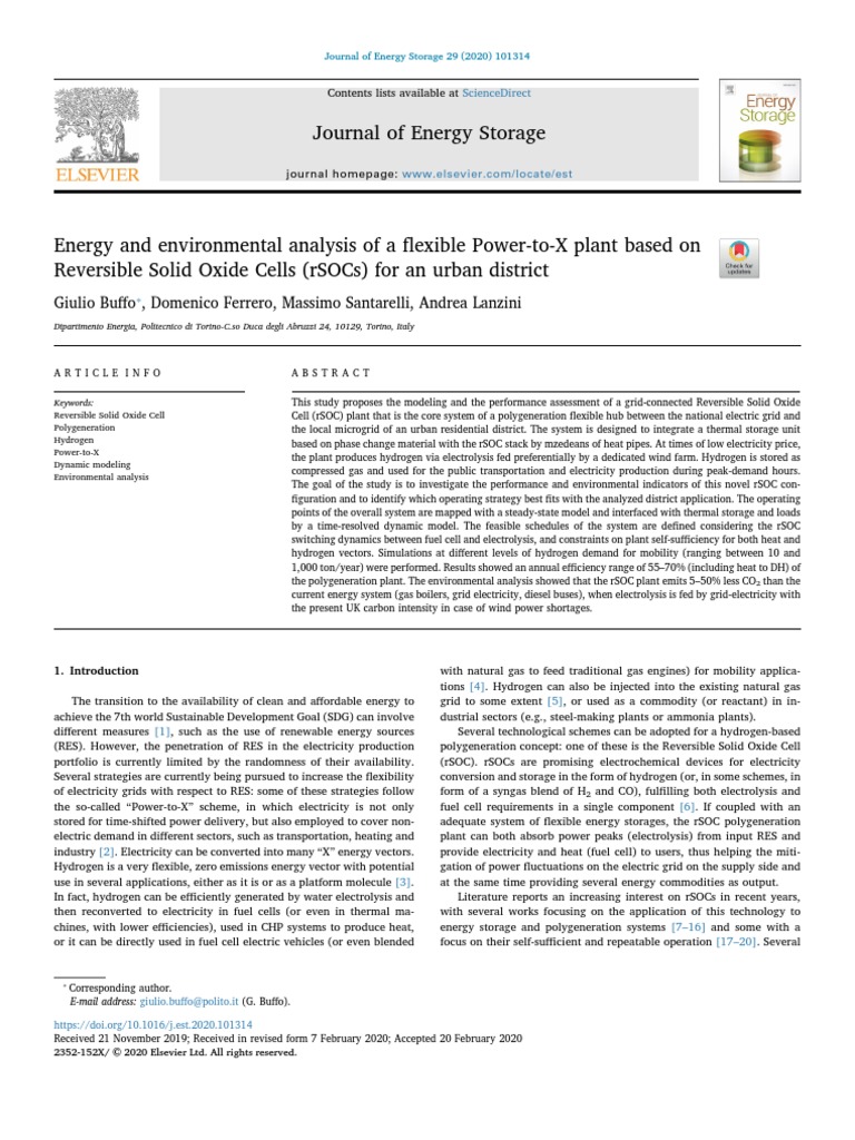Journal of Energy Storage: Sciencedirect | PDF | Cogeneration | Fuel Cell