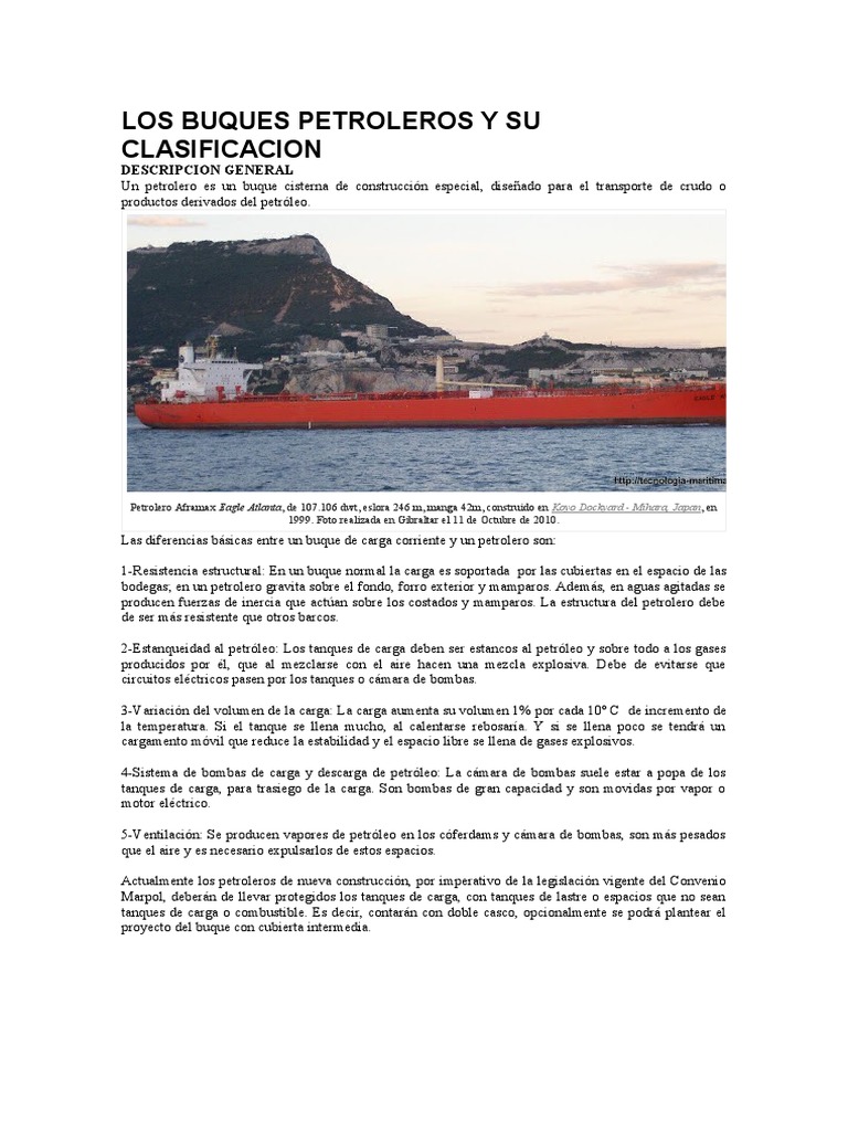 Clasificación de Buques Petroleros | PDF | Tanques | Gasolina