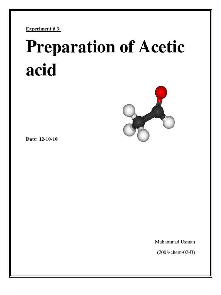 preparation of Acetic Acid | Ethanol | Sulfuric Acid