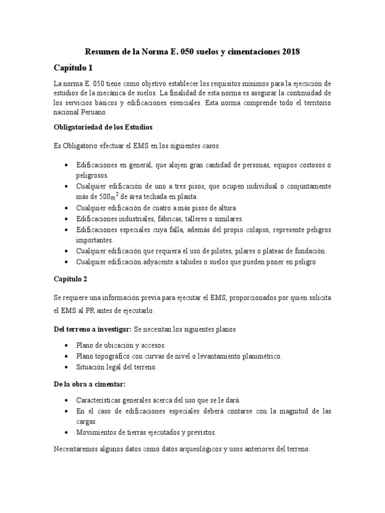 Resumen de La Norma E. 050 | PDF