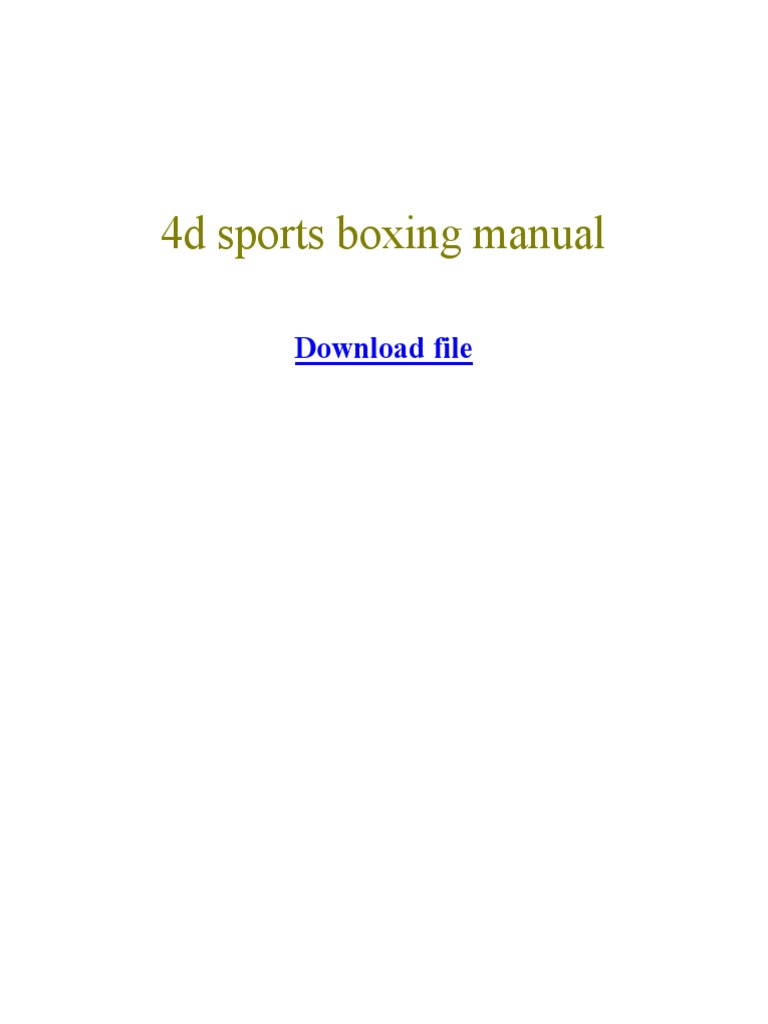 4d Sports Boxing Manual PDF | PDF