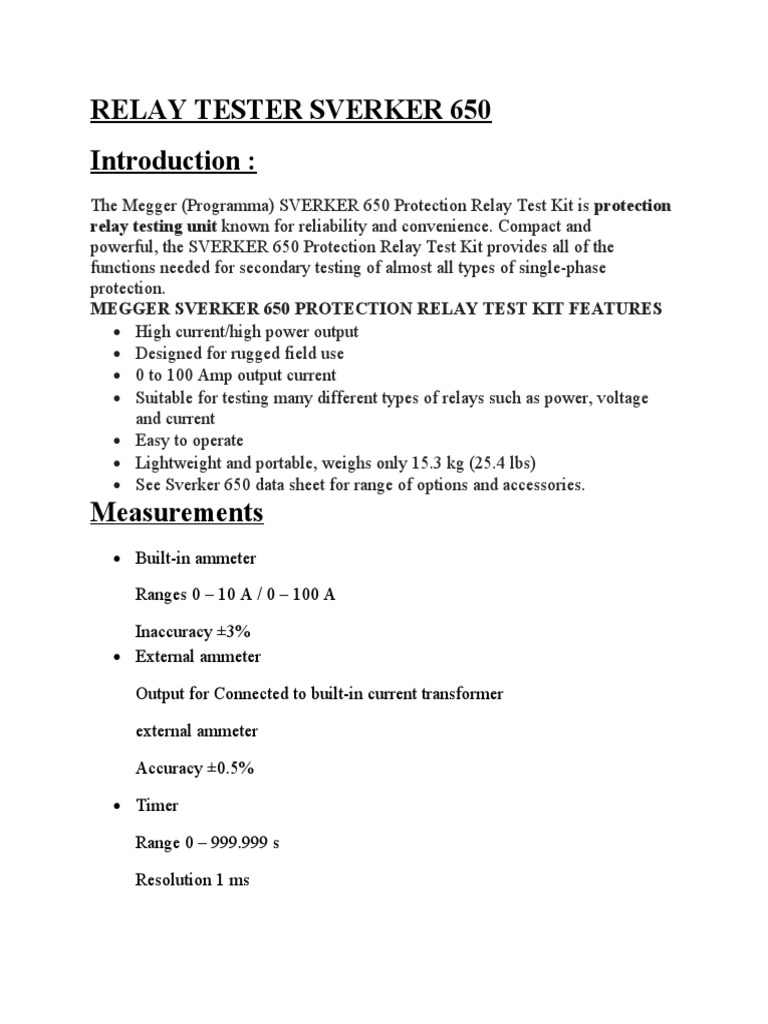 3.relay Tester Sverker 650 | PDF