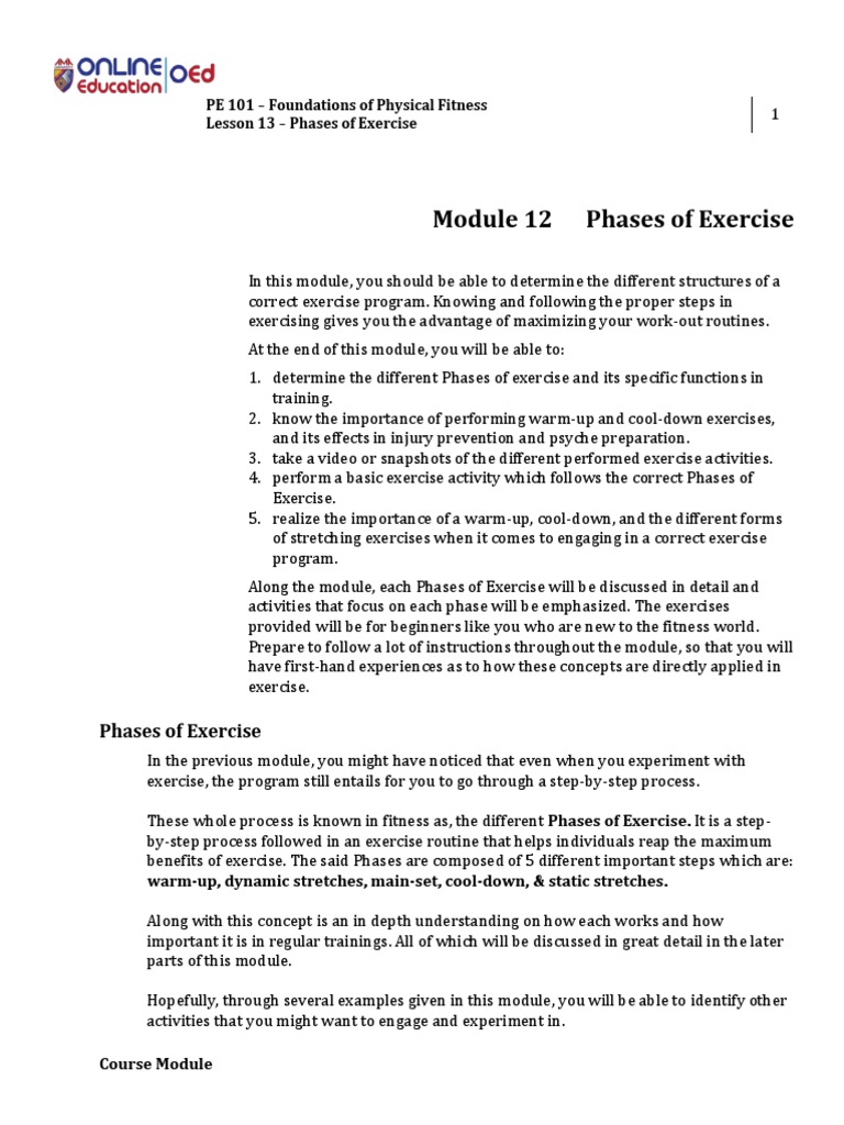 Phases of Exercise | PDF | Weight Training | Physical Fitness