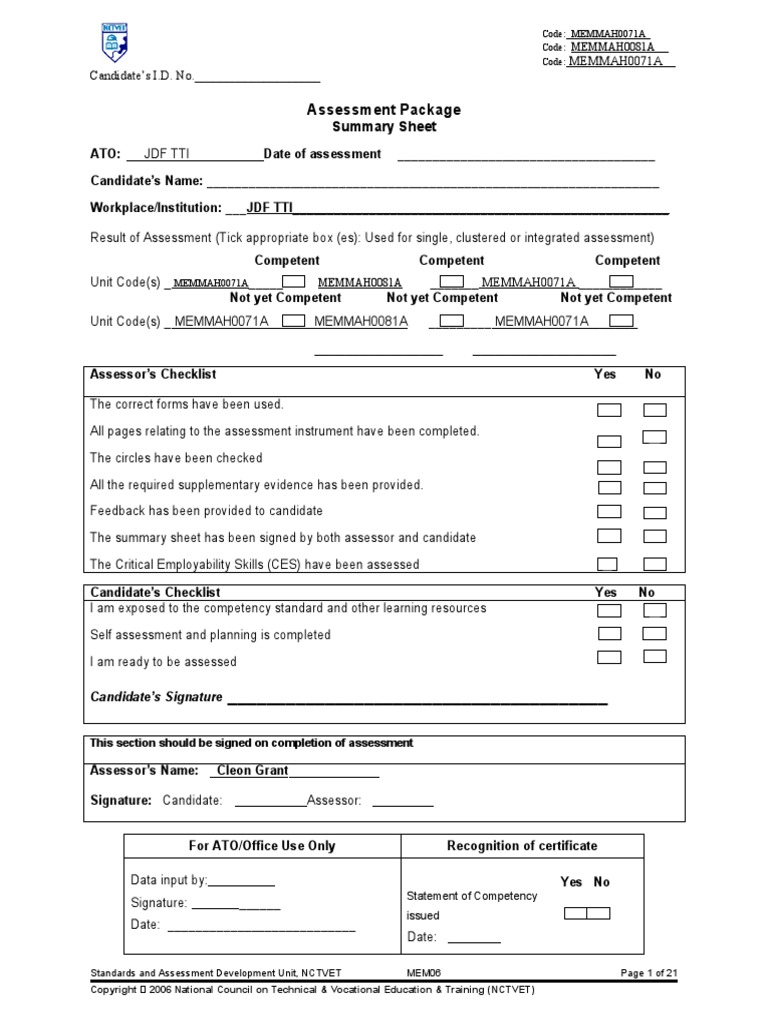Cleon Grant Assessment Templsate | PDF | Regulatory Compliance ...