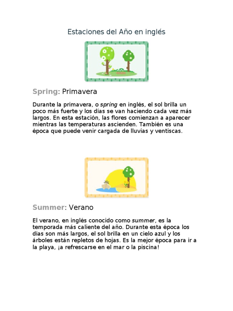 Estaciones Del Año en Inglés | PDF