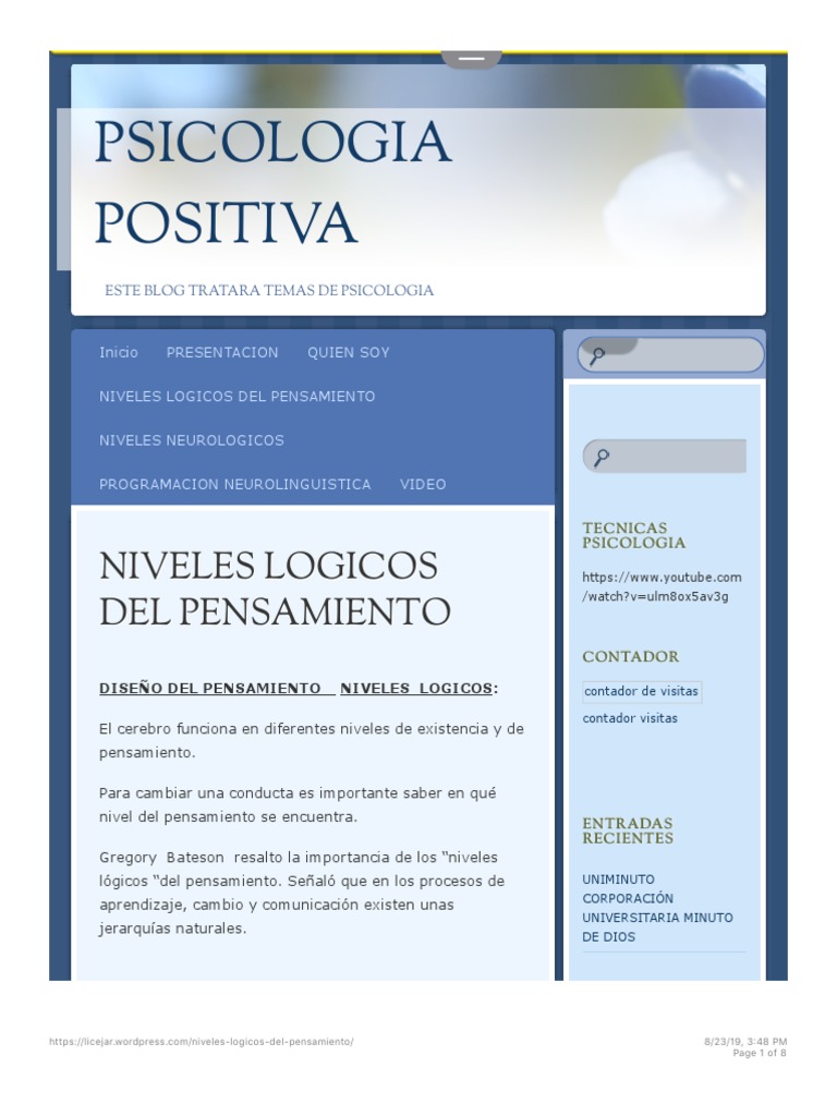 Niveles Logicos Del Pensamiento Psicologia Positiva | PDF ... Niveles Logicos Del Pensamiento Psicologia Positiva | PDF ...
