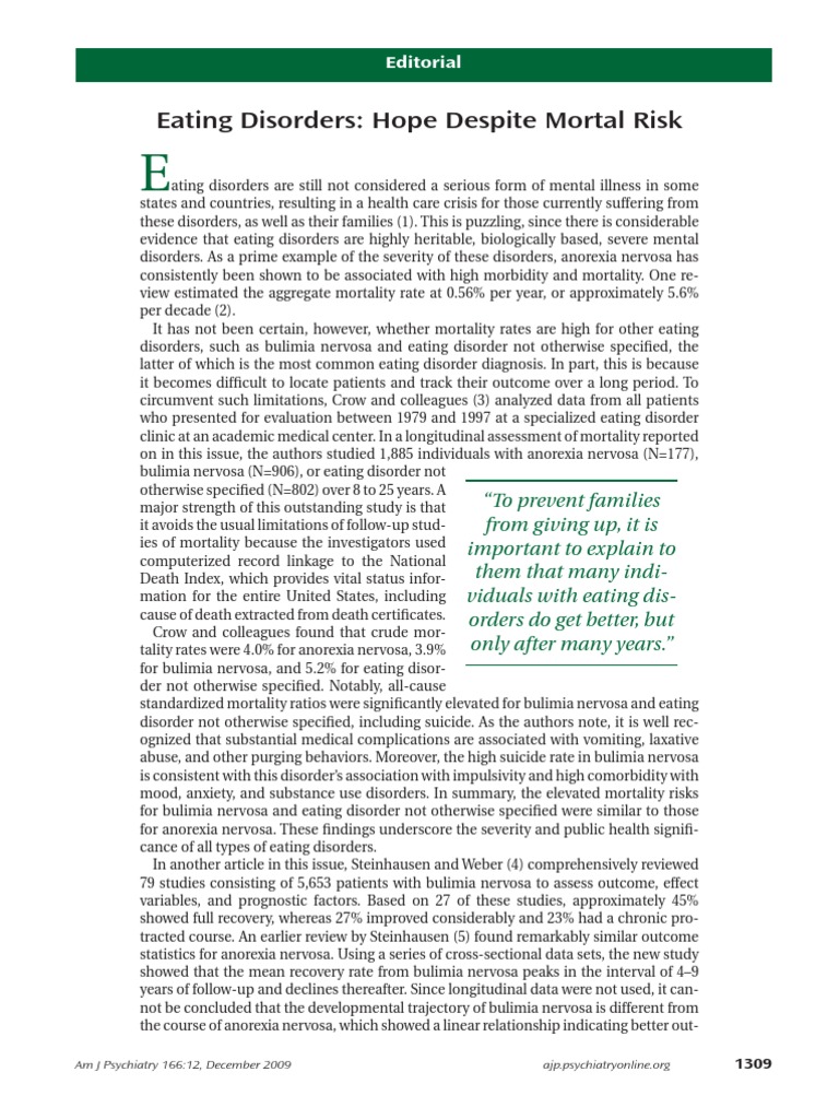 Eating Disorders Hope Despite Mortal Risk | PDF | Eating Disorder ...