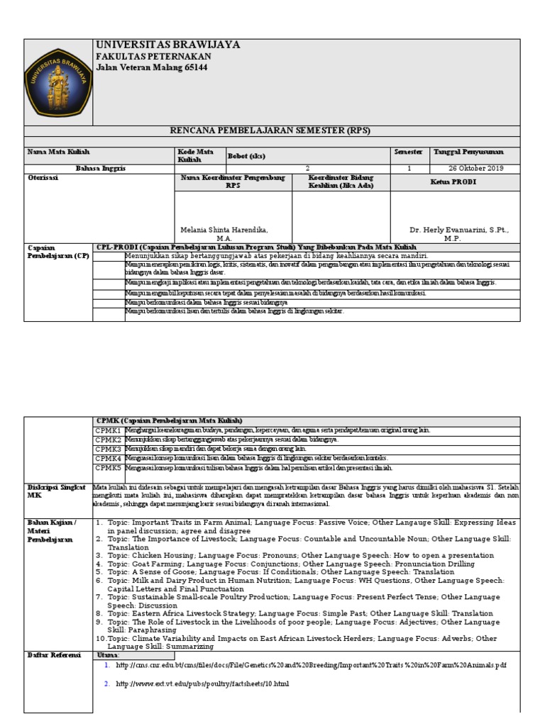 Contoh RPS OBE | PDF