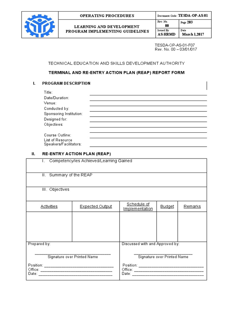 Technical Education and Skills Development Authority: Terminal and Re ...