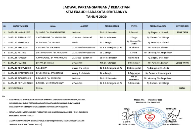 Jadwal Partangiangan | PDF