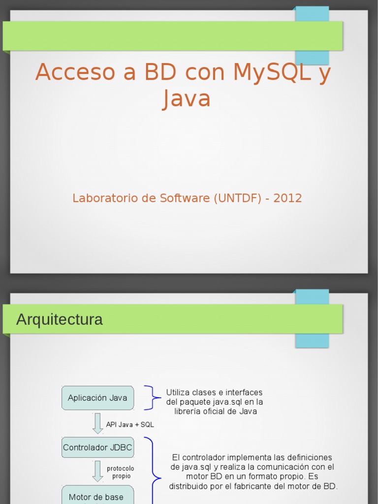 Presentacion JDBC | PDF | Java (lenguaje de programación) | Mi sql