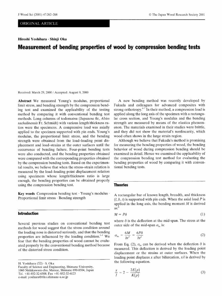 Wood Bending Test Analysis | PDF | Bending | Strength Of Materials