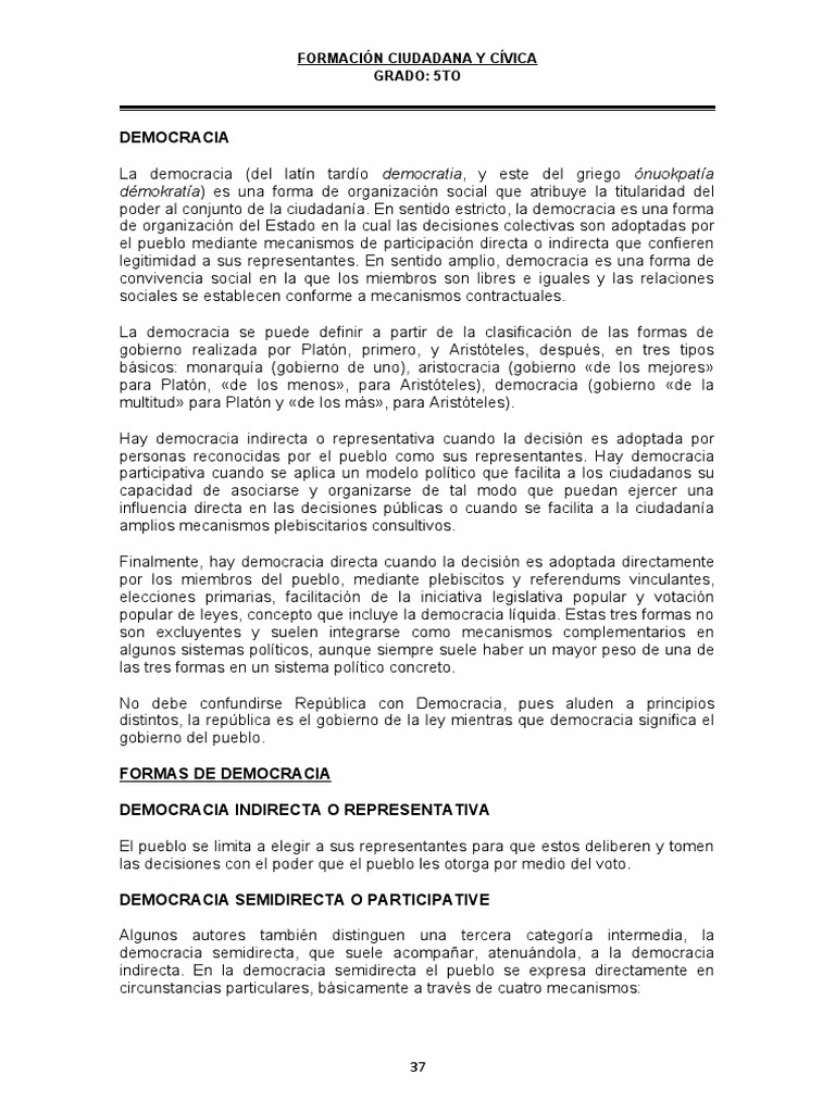 005 Temas de DPCC para 5to de Secundaria | PDF | Democracia liberal | Democracia