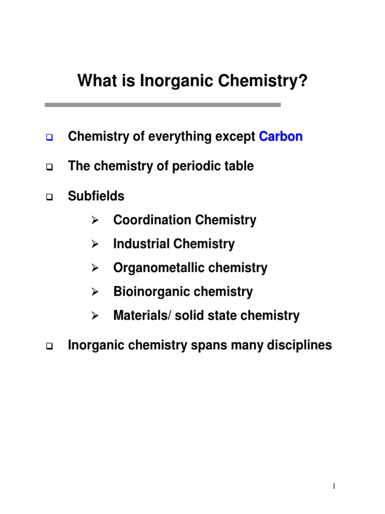 Introduction to Inorganic Chemistry | PDF | Inorganic Chemistry | Chemistry