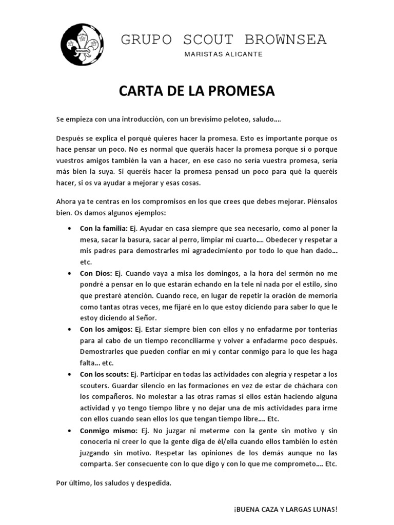 carta promesa scout | Exploración
