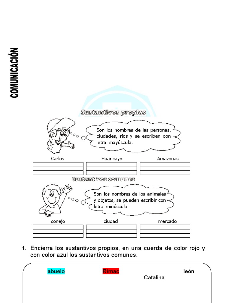 Actividades sobre Sustantivos Propios y Comunes | PDF
