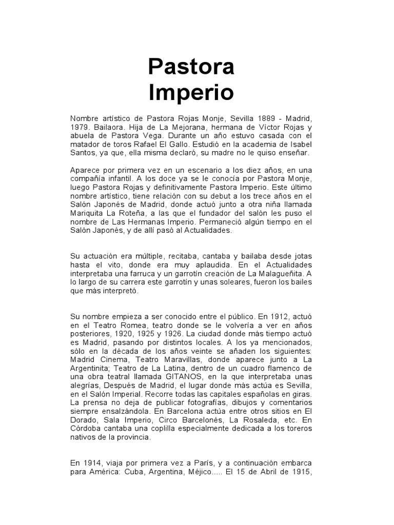 Vida y Arte de Pastora Imperio | PDF | Madrid | Estilos de música españoles