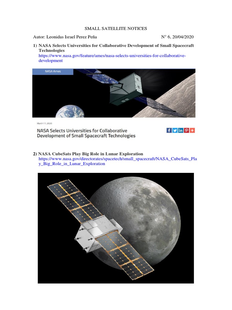 1) NASA Selects Universities For Collaborative Development of Small ...