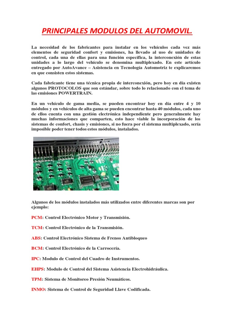 Módulos Electrónicos en Automóviles | PDF | Sistema de freno ...
