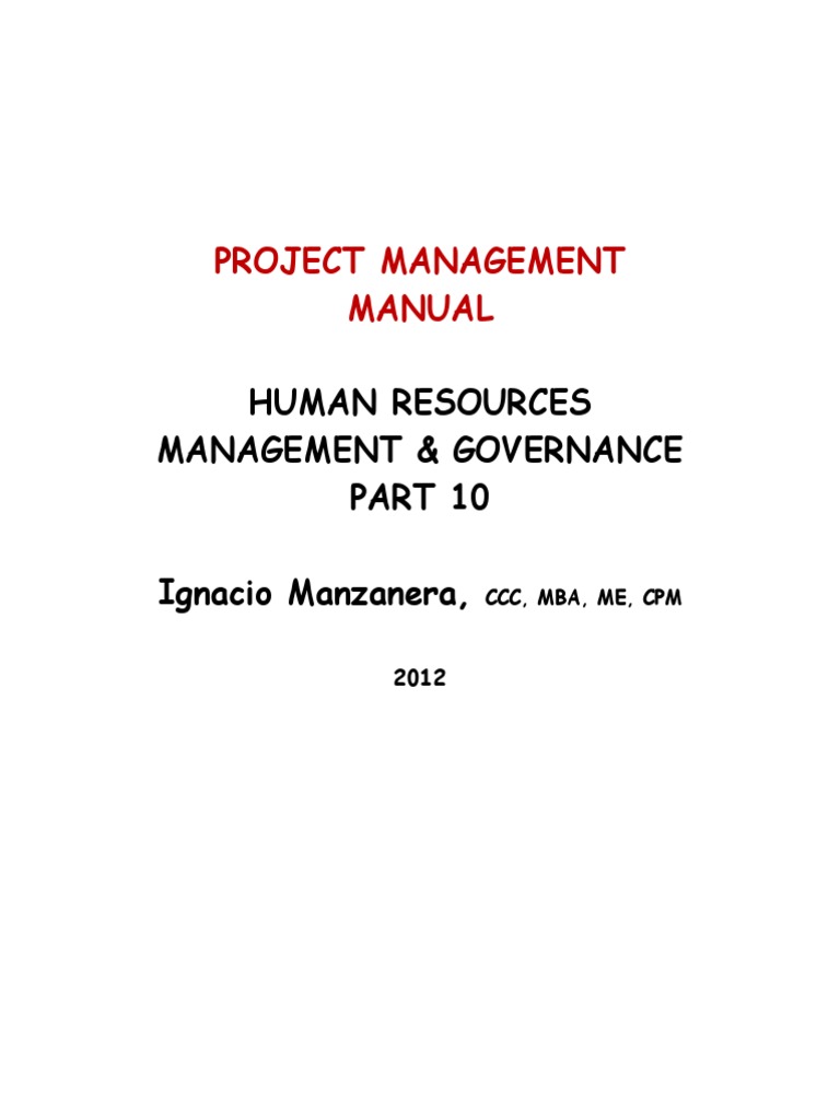 PM Manual Part 10 Human Resources Management & Governance | PDF ...
