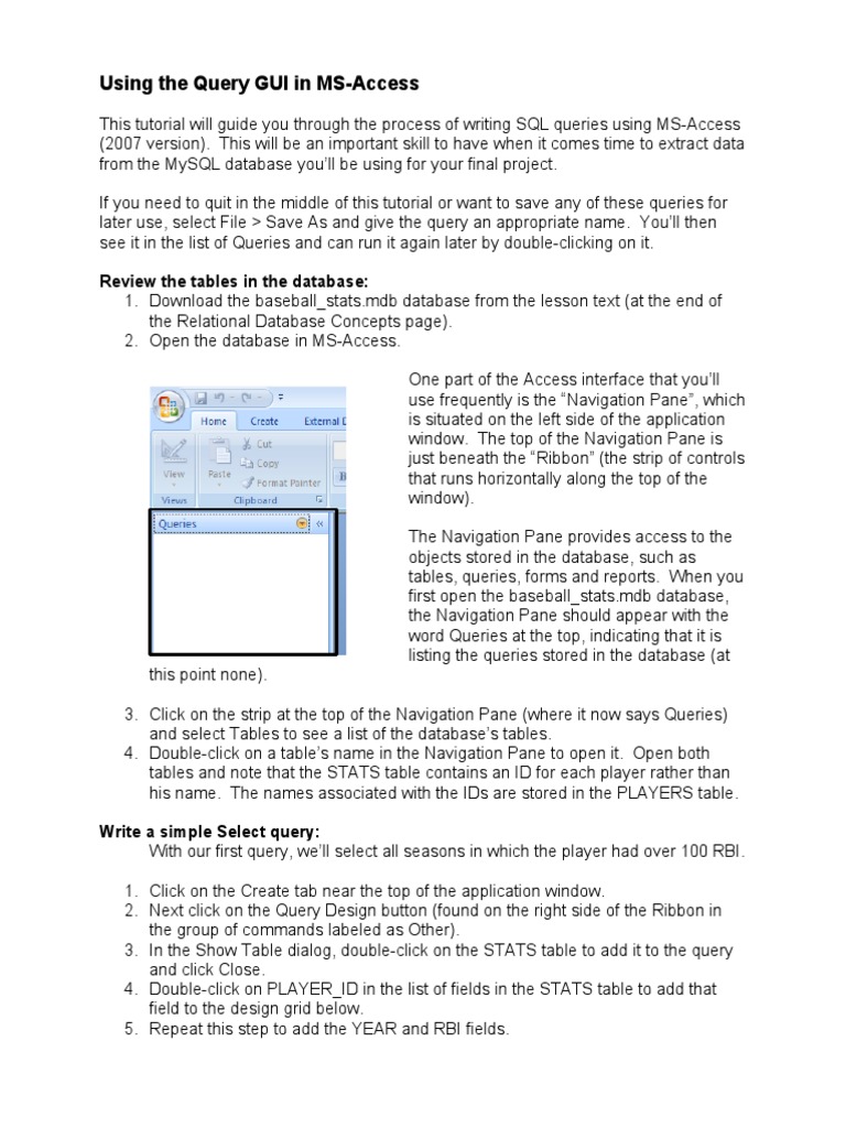 Query Writing Exercise Access07 | Download Free PDF | Databases | Table (Database)