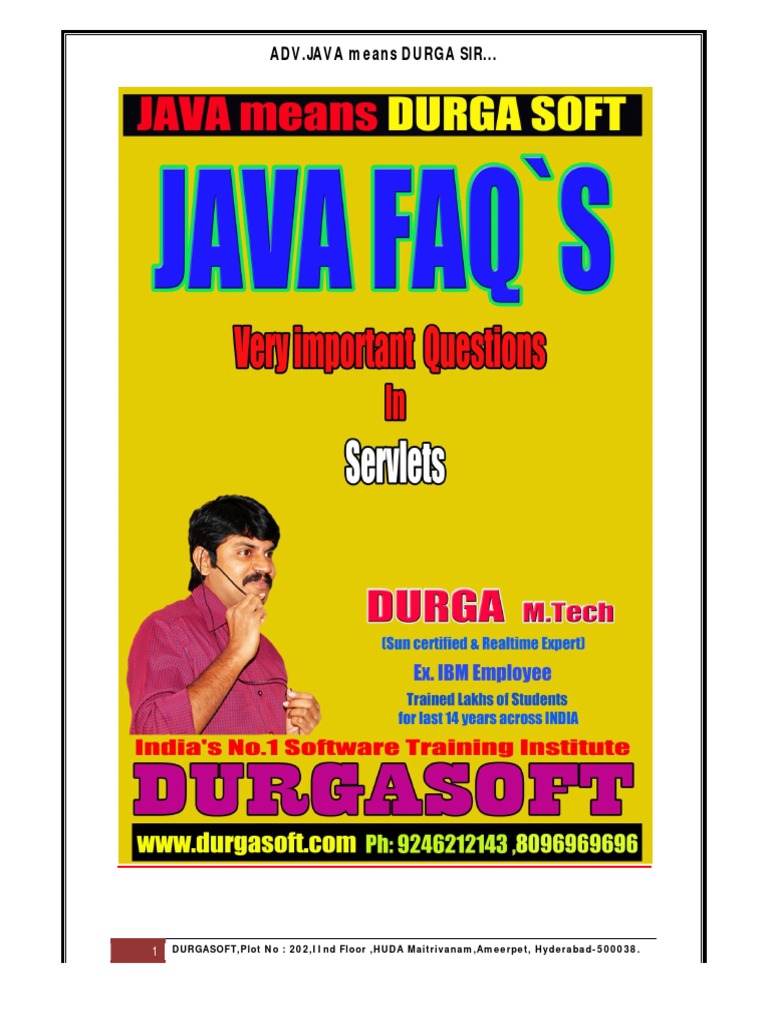 Adv - Java Means Durga Sir... : Durgasoft, Plot No: 202, Iind Floor ...