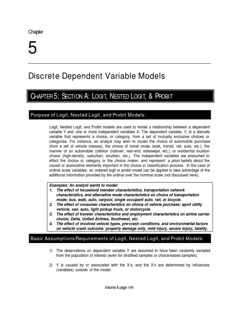 Discrete Dependent Variable Models: C 5 S A: L, N L, & P | PDF | Logistic Regression ...