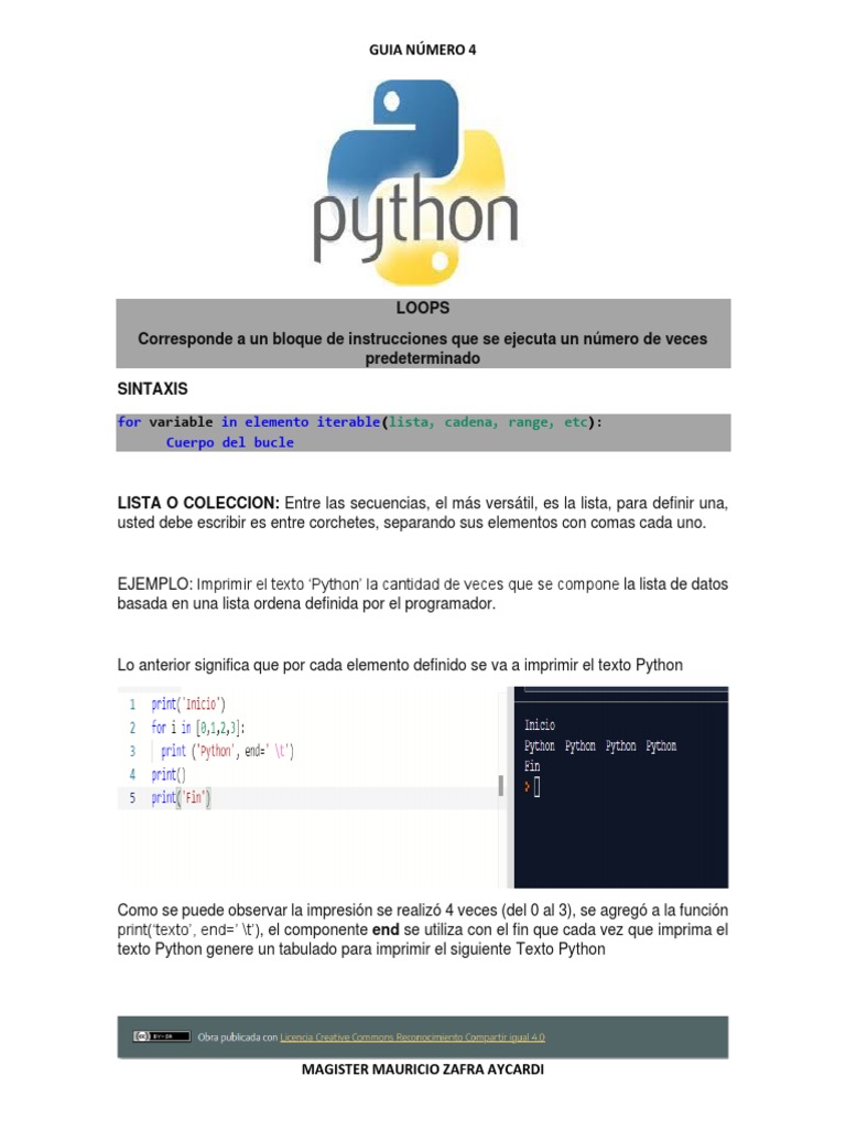 Loops | PDF | Python (lenguaje de programación) | Desarrollo de software