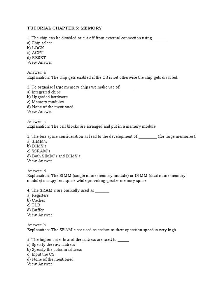 Tutorial Chapter 5: Memory | PDF | Read Only Memory | Flash Memory