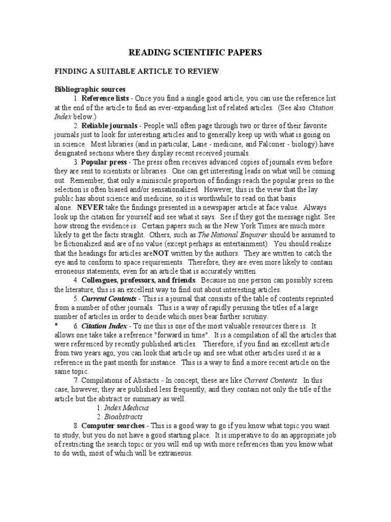 Reading Scientific Papers | PDF | Abstract (Summary) | Web Search Engine