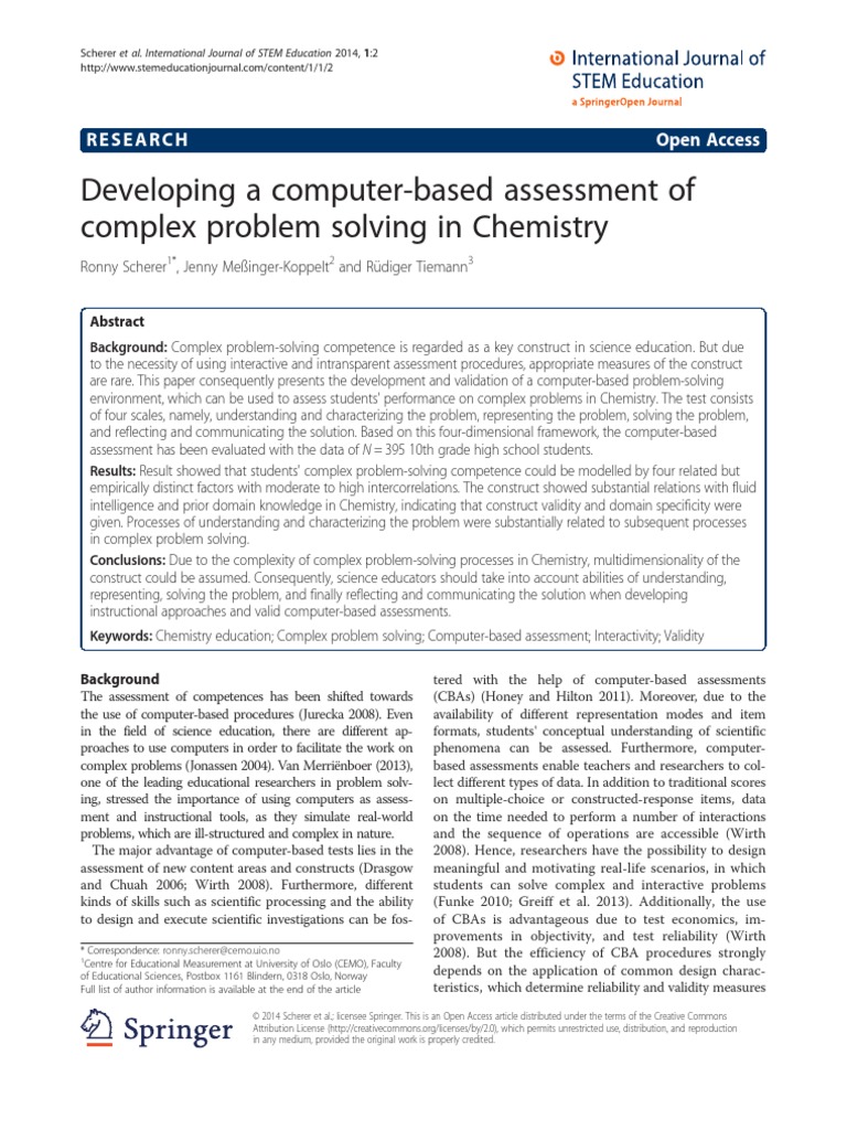 Developing A Computer-Based Assessment of Complex Problem Solving in ...