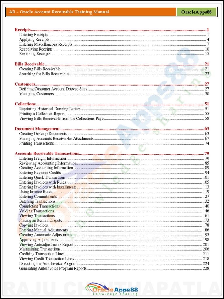 AR - Oracle Account Receivable Training Manual PDF | PDF | Receipt ...