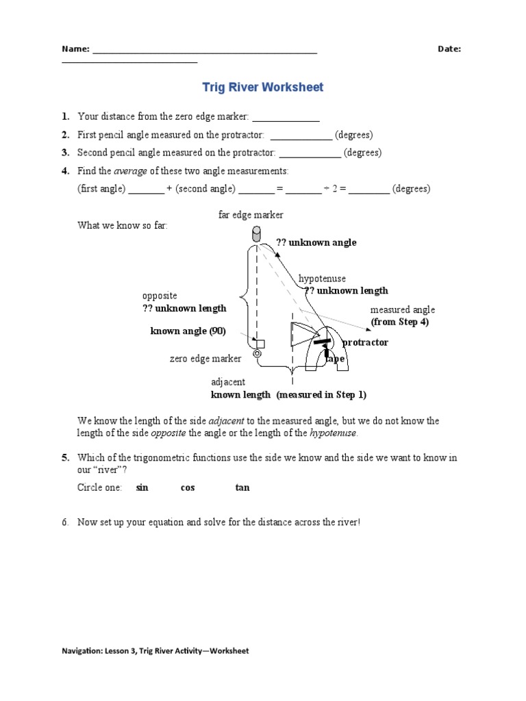 Trig River Worksheet | PDF