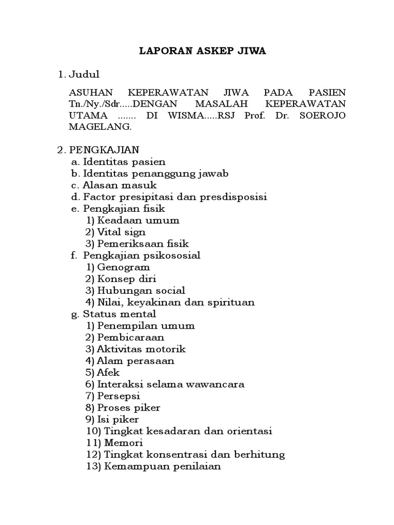 Laporan Askep Jiwa | PDF | Kesehatan Holistik