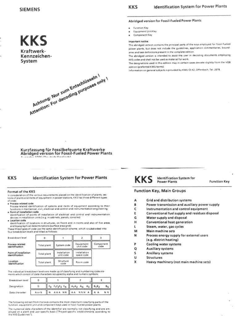 KKS Identification System For Power Plants | PDF